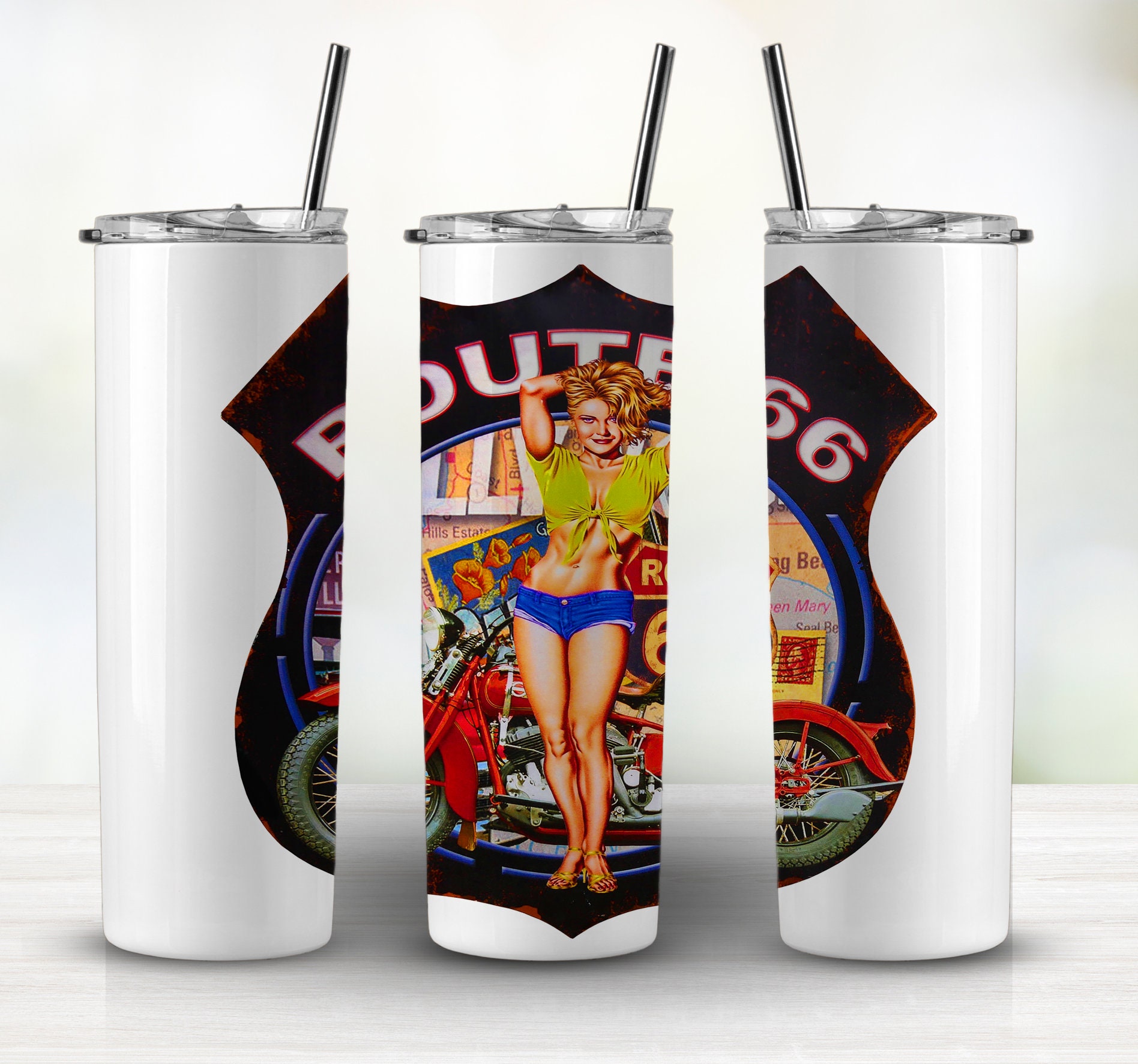 Vintage Route 66 Girl White Background Graphic Instant Download PNG ...