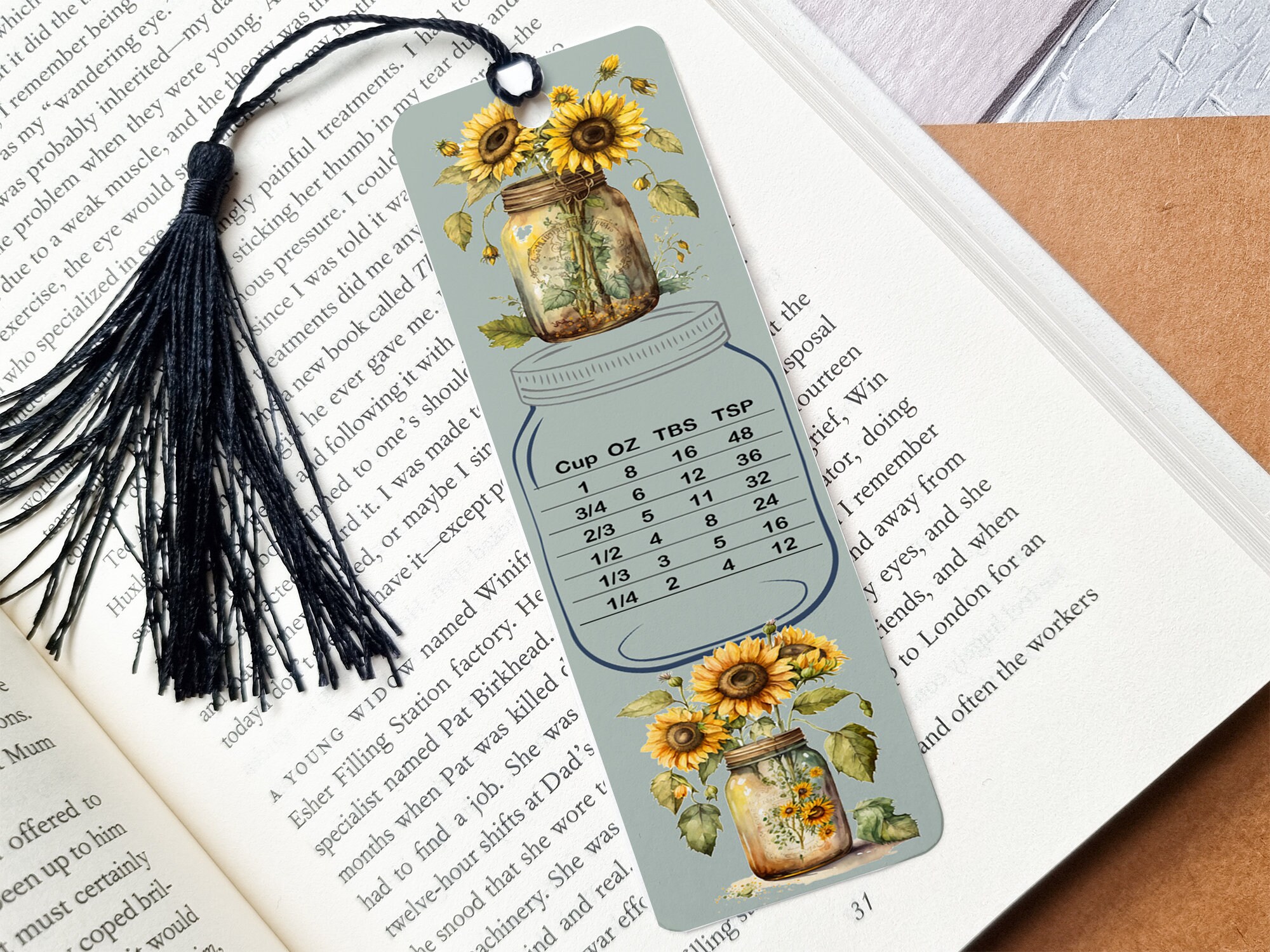 Sunflower Kitchen Measure Conversion - Download Printable Bookmark ...