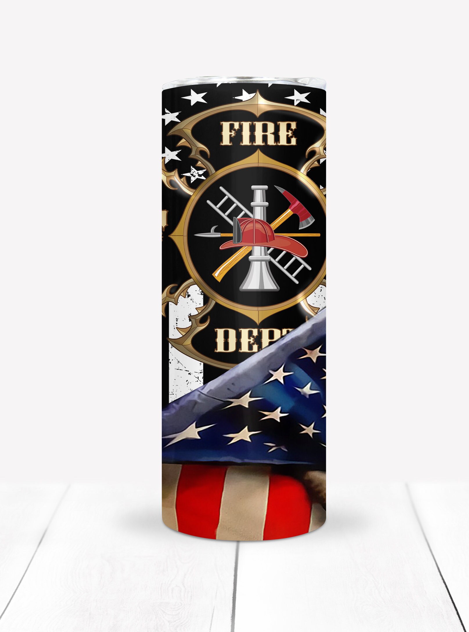 Patriotic Fire Dept Instant Download Graphic 20oz Skinny Tumbler Wrap ...