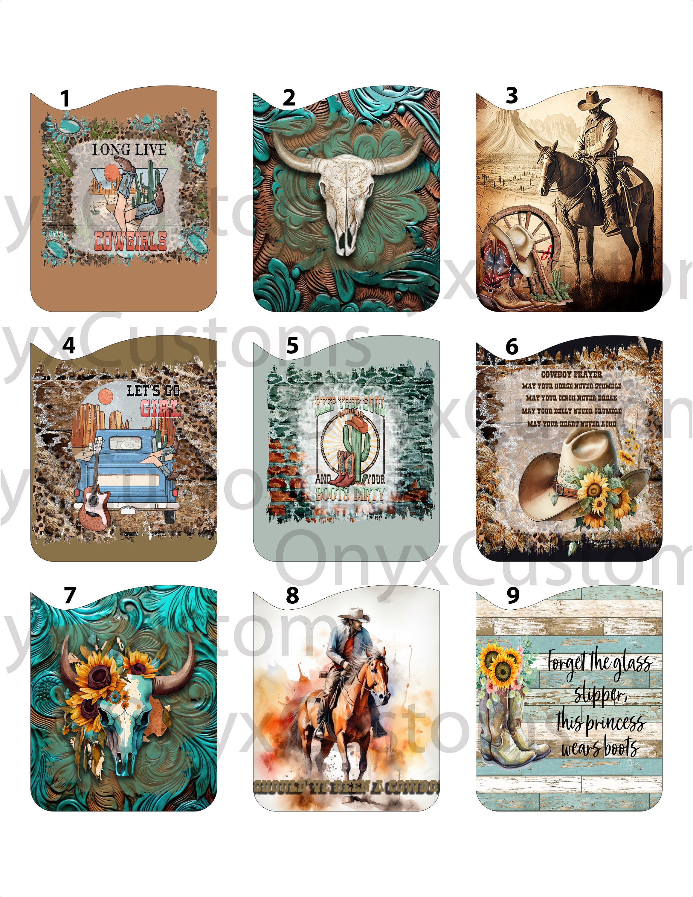 9 Graphics Western Cowboy Card Holder Phone Instant Download Accessory ...