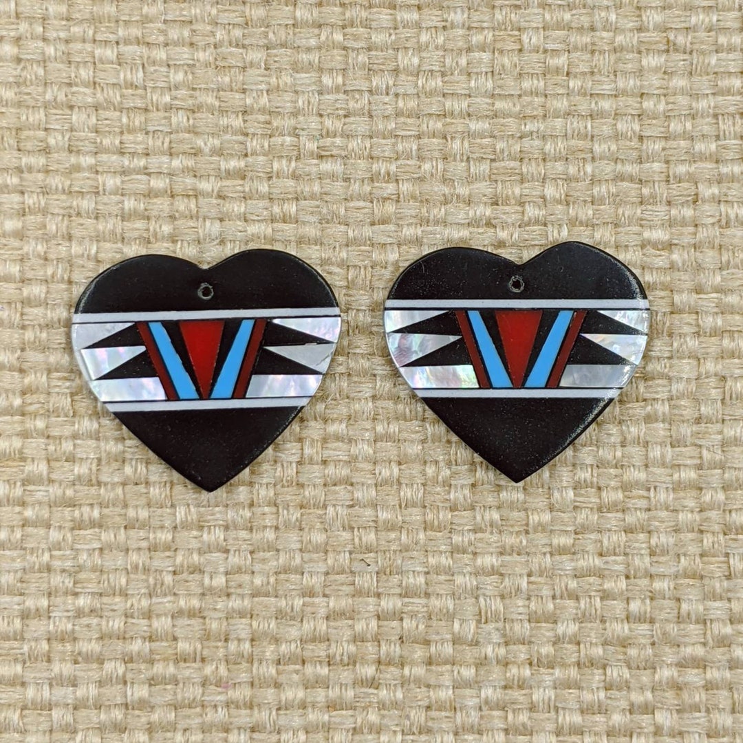Inlaid Native American Inspired Heart Cab - Etsy