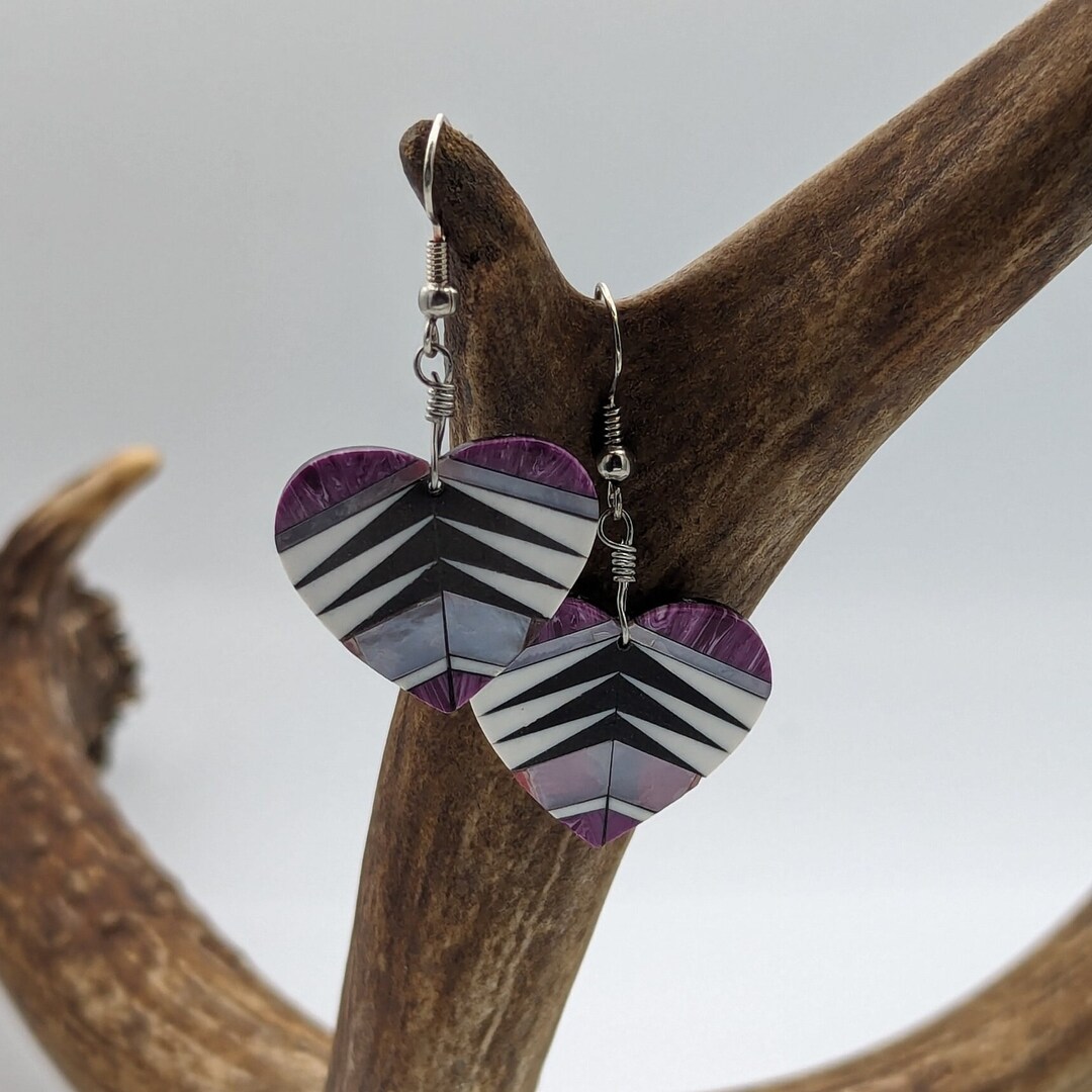 Purple and Shell Heart Inlay Centers - Etsy