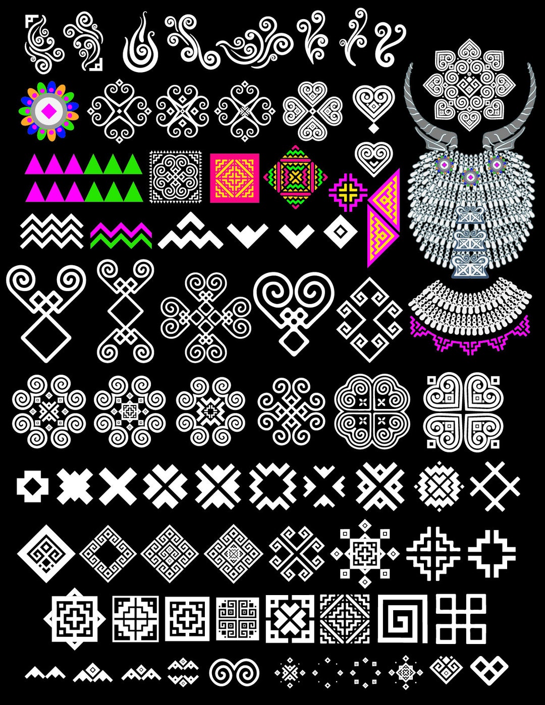 Hmong Designs & Motifs Vector Remix Pack With Brushes - Etsy