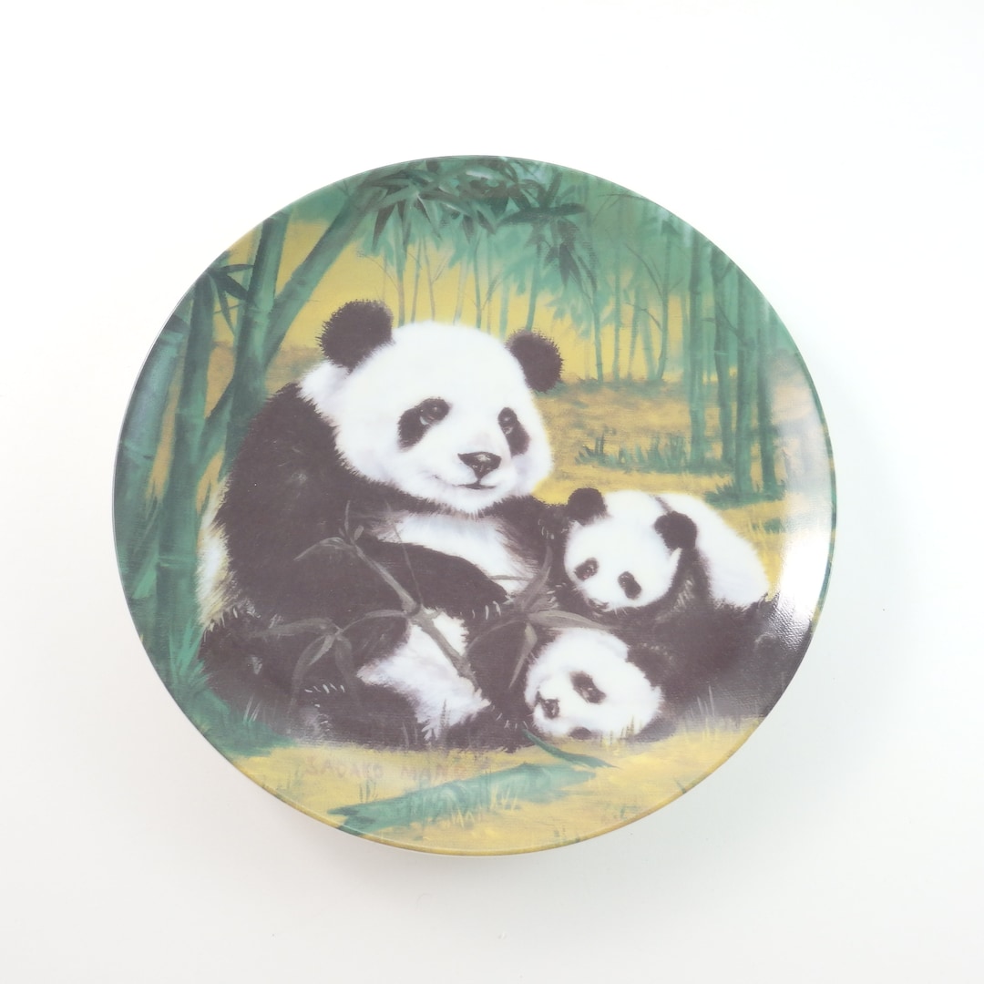 Vintage 80s Panda Plate, Endangered Species Asian Pandas 1981, Panda ...