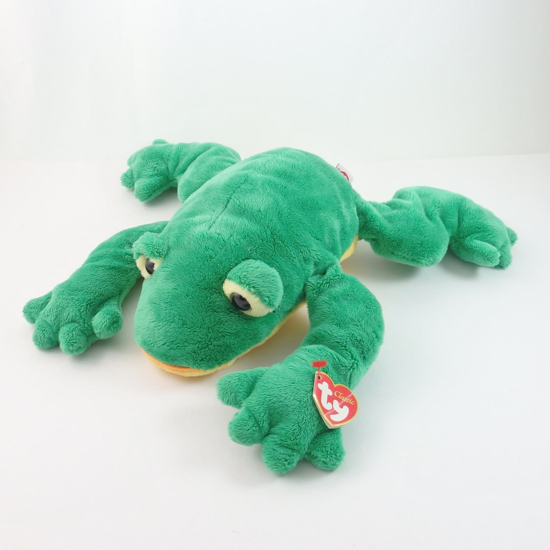 Vintage 2003 Ty Green Frog Plush Toy, Croaking Plush Frog Stuffed ...