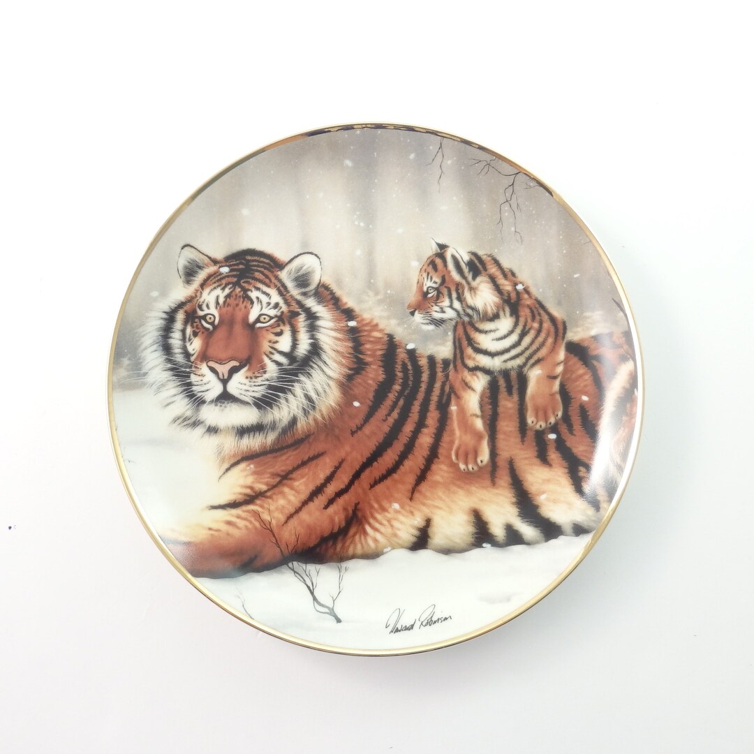 Vintage Tiger Plate, on the Watch, Howard Robinson Art Plate, Mama ...