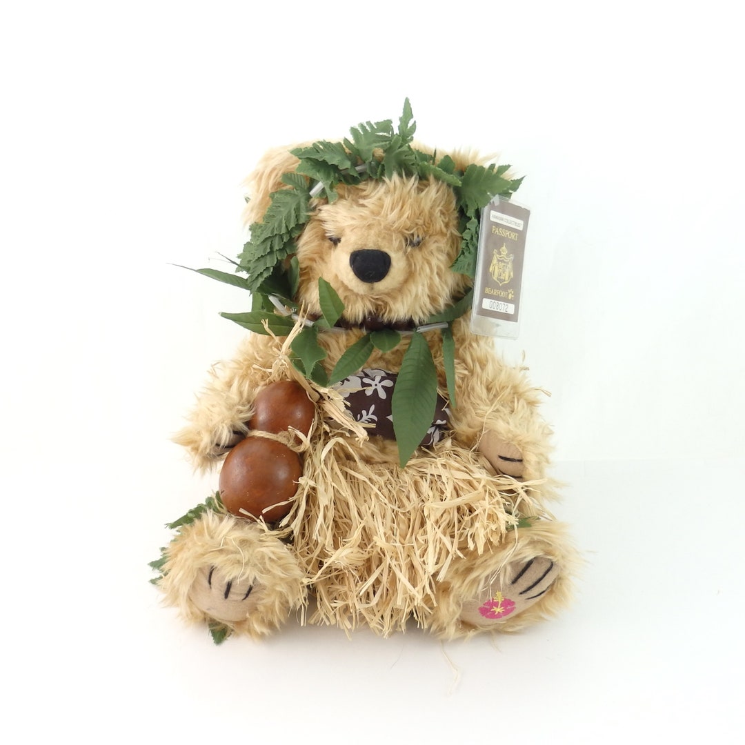 Vintage Hawaiian Teddy Bear Plush Toy, Hula Dancer Bear Hawaii Souvenir ...