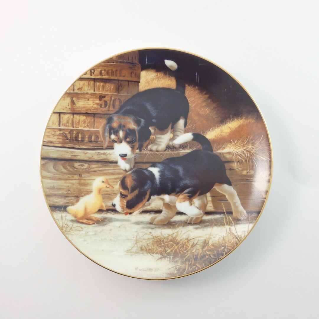 Vintage Beagle Plate Dog Plate Duck Duckling Puppy Plate - Etsy