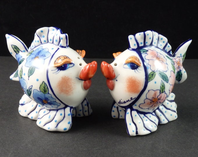 Vintage Diane Artware Kissing Fish Salt and Pepper Shakers, Kissy Fish ...
