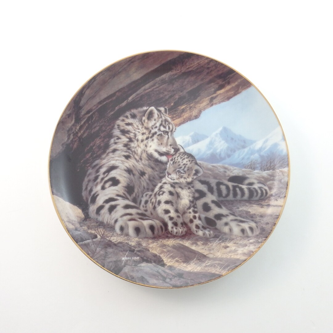 Vintage Snow Leopard Plate, Endangered Species Will Nelson Art Plate ...
