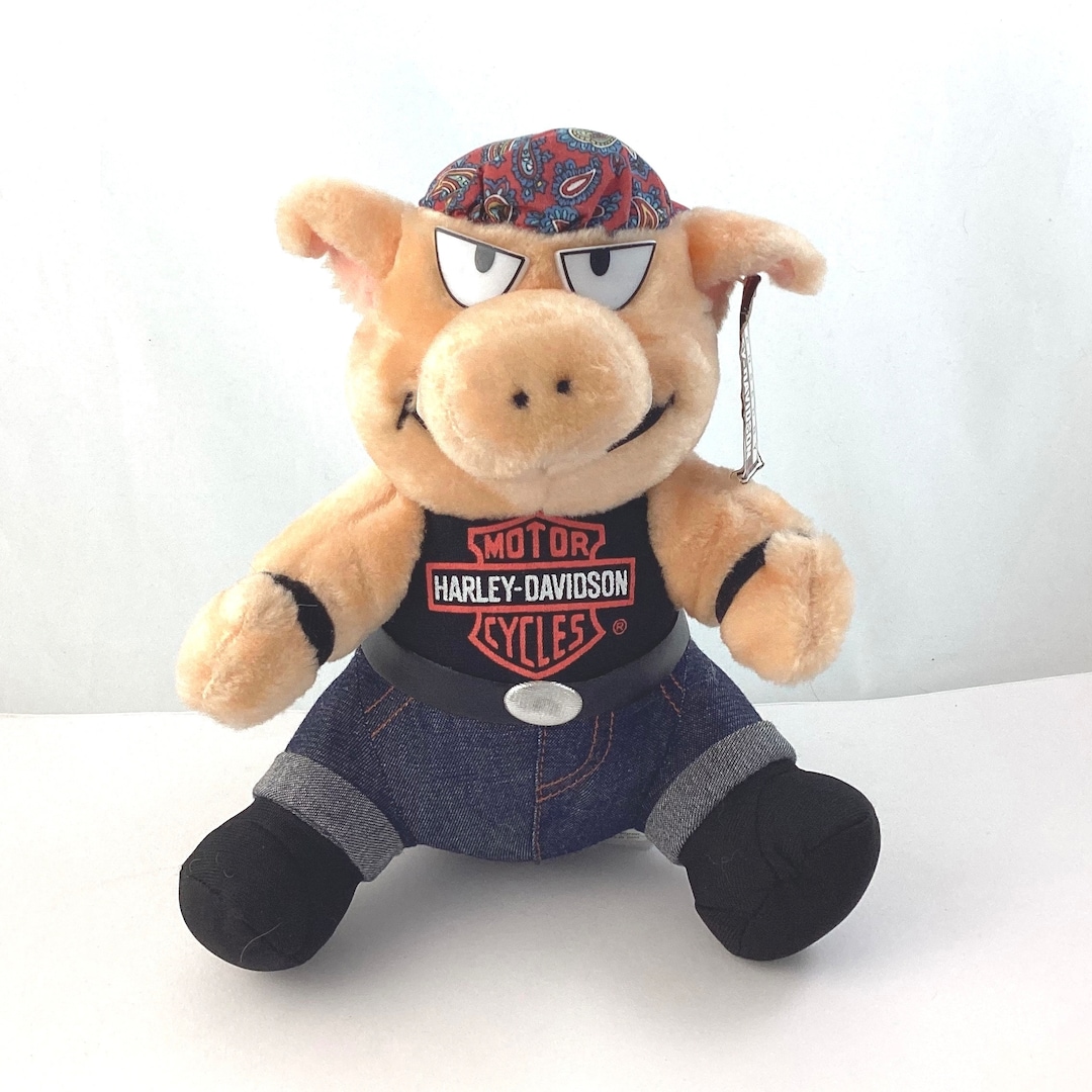 Vintage 90s Harley Davidson Pig Plush Toy, Stuffed Pig Plushie, Stuffed ...