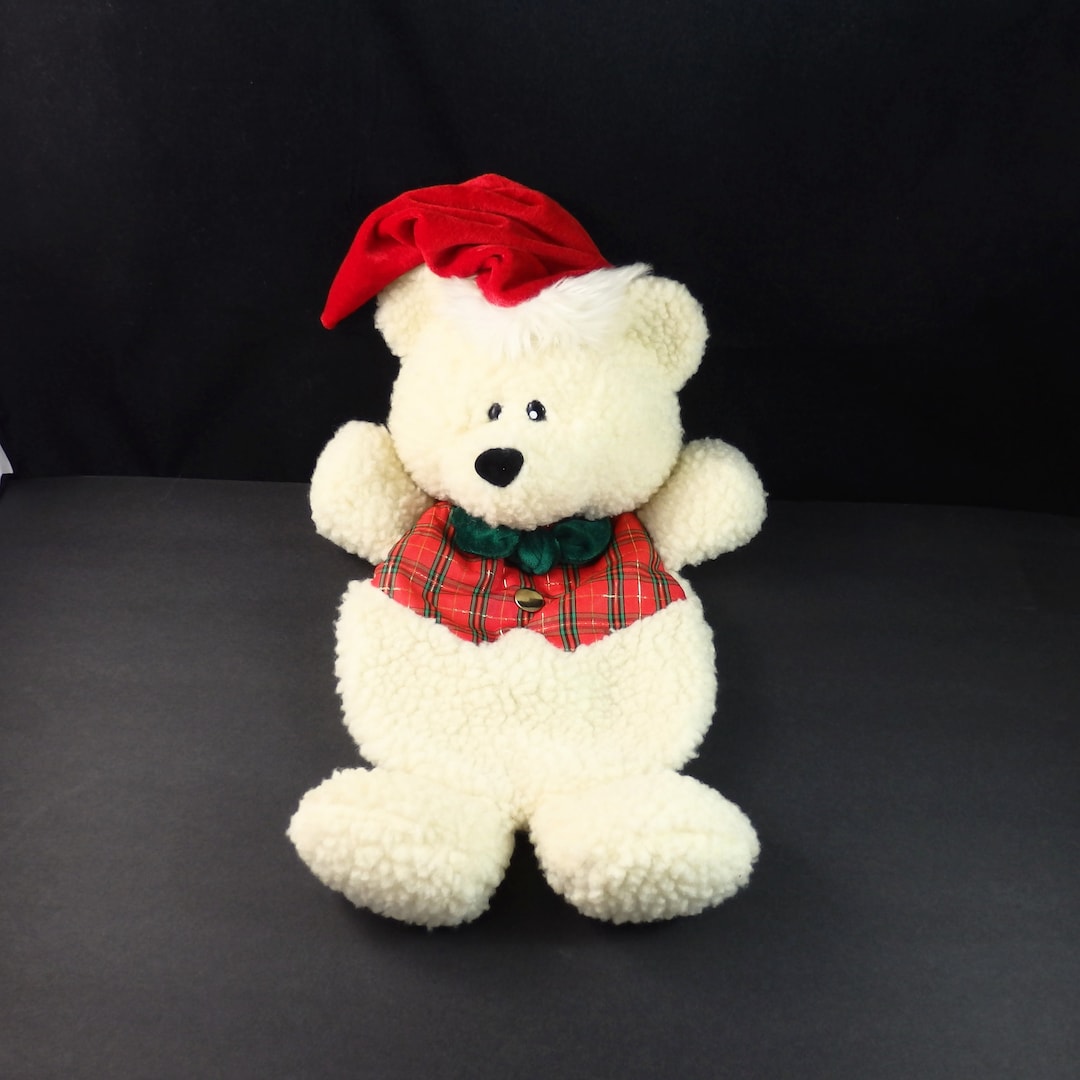 Vintage 80s Teddy Bear Plush Stocking, Christmas Stocking, Plush Bear ...
