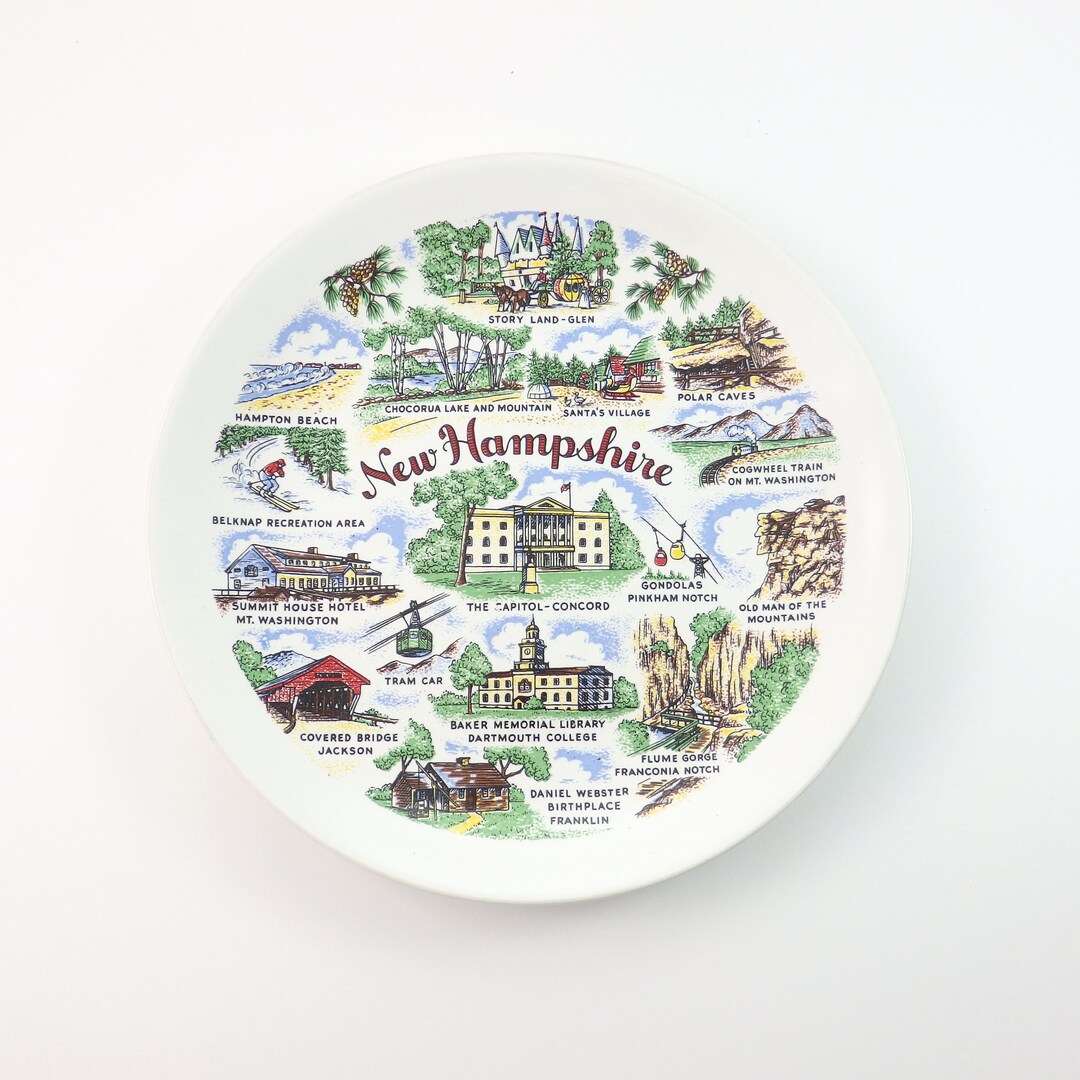 Vintage 50s New Hampshire Plate, Home State Plate Gift, Souvenir Plate ...