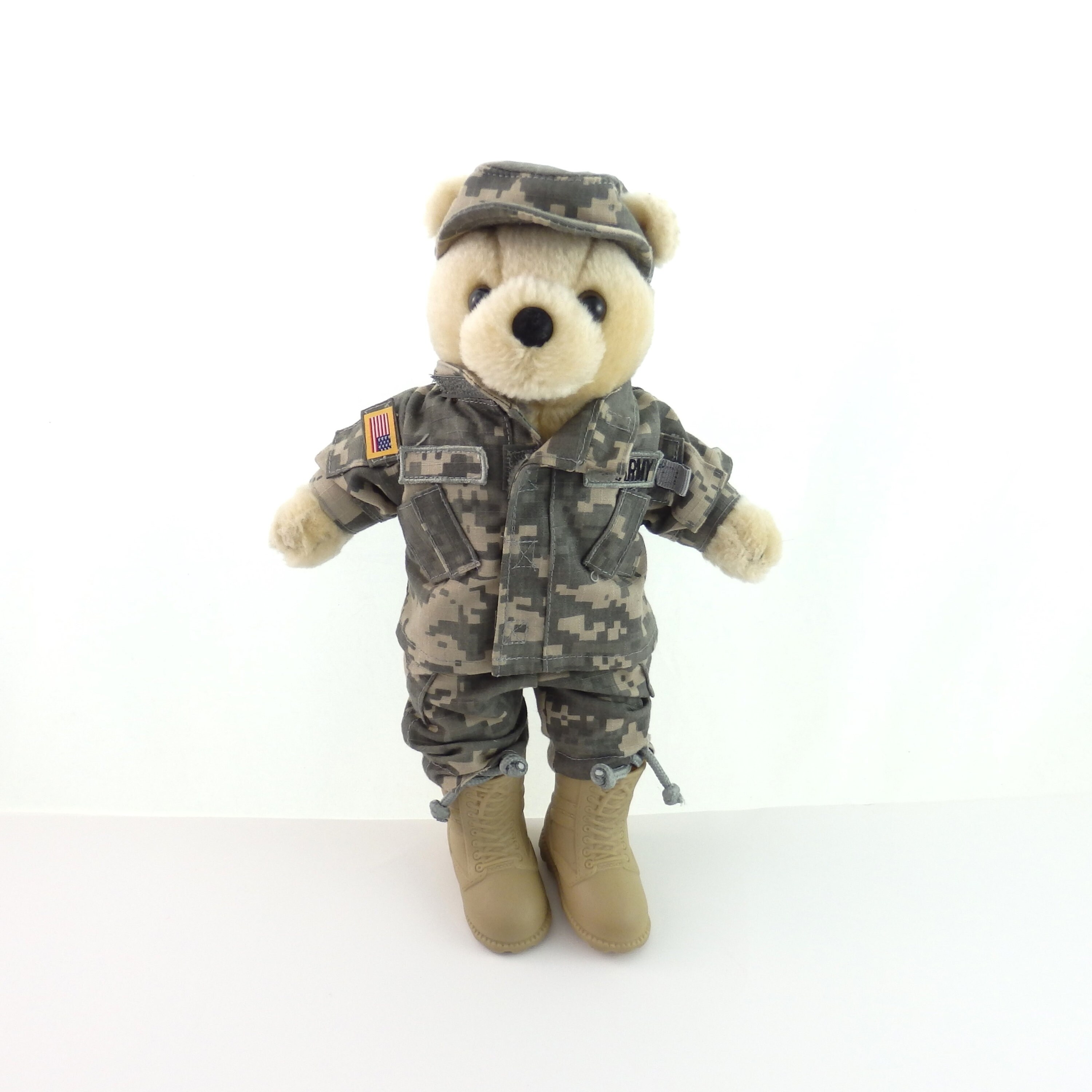 Army Teddy Bear And Flowers
