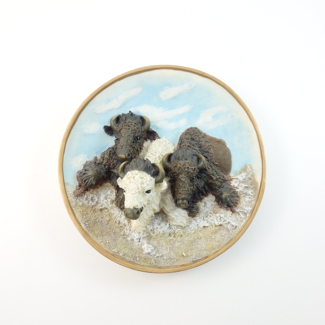 Vintage 90s 3D Buffalo Plate Bison Plate Gray Rock - Etsy
