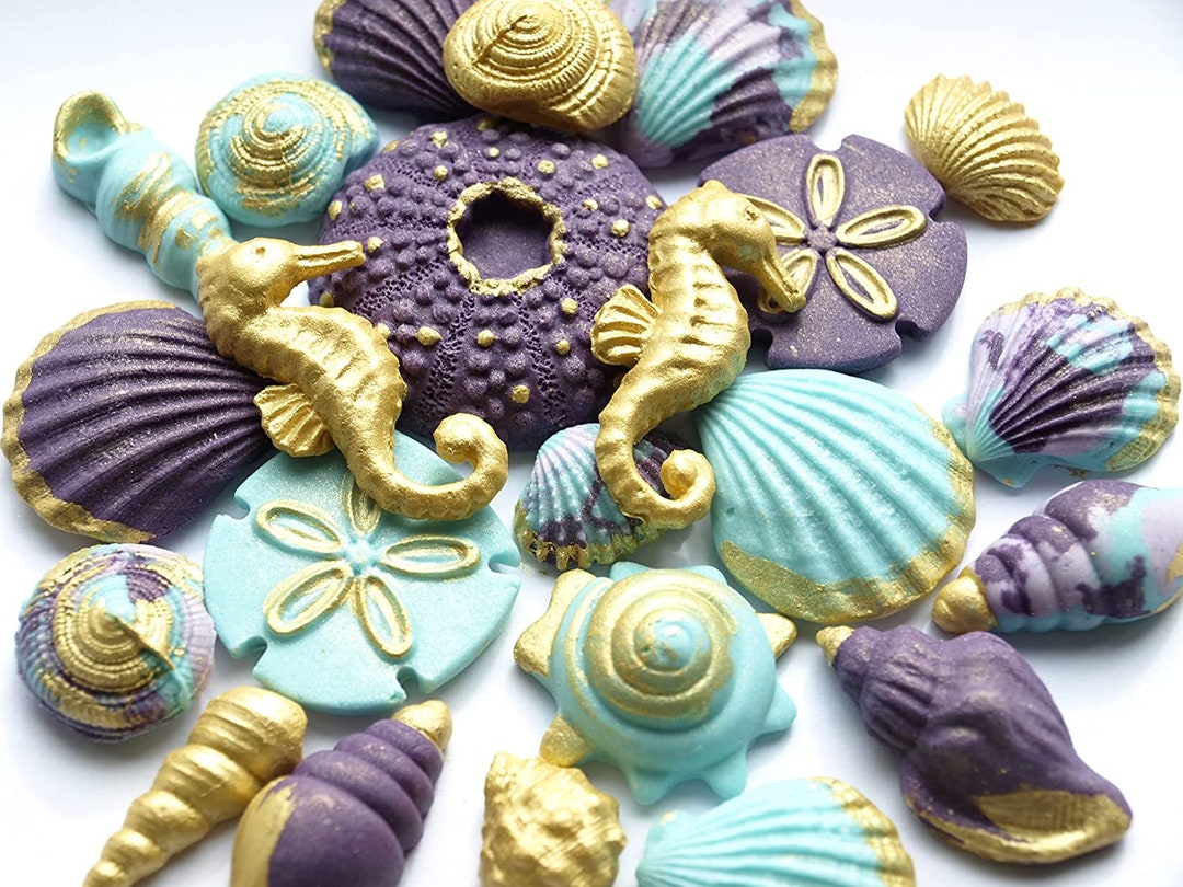 25x Under the Sea Edible Seashells, Seahorses & Sand Dollars Nautical ...