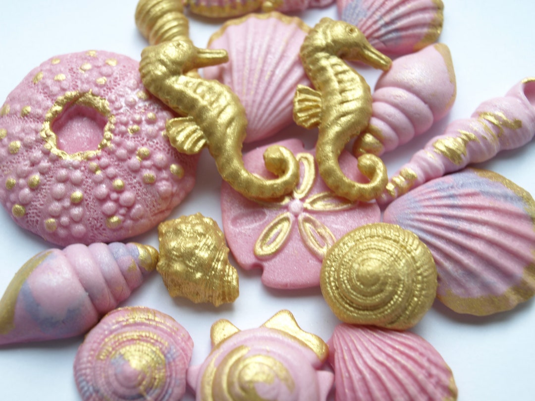 24x Edible Seahorse Seashells Under Sea Fondant Cake Topper Holiday ...