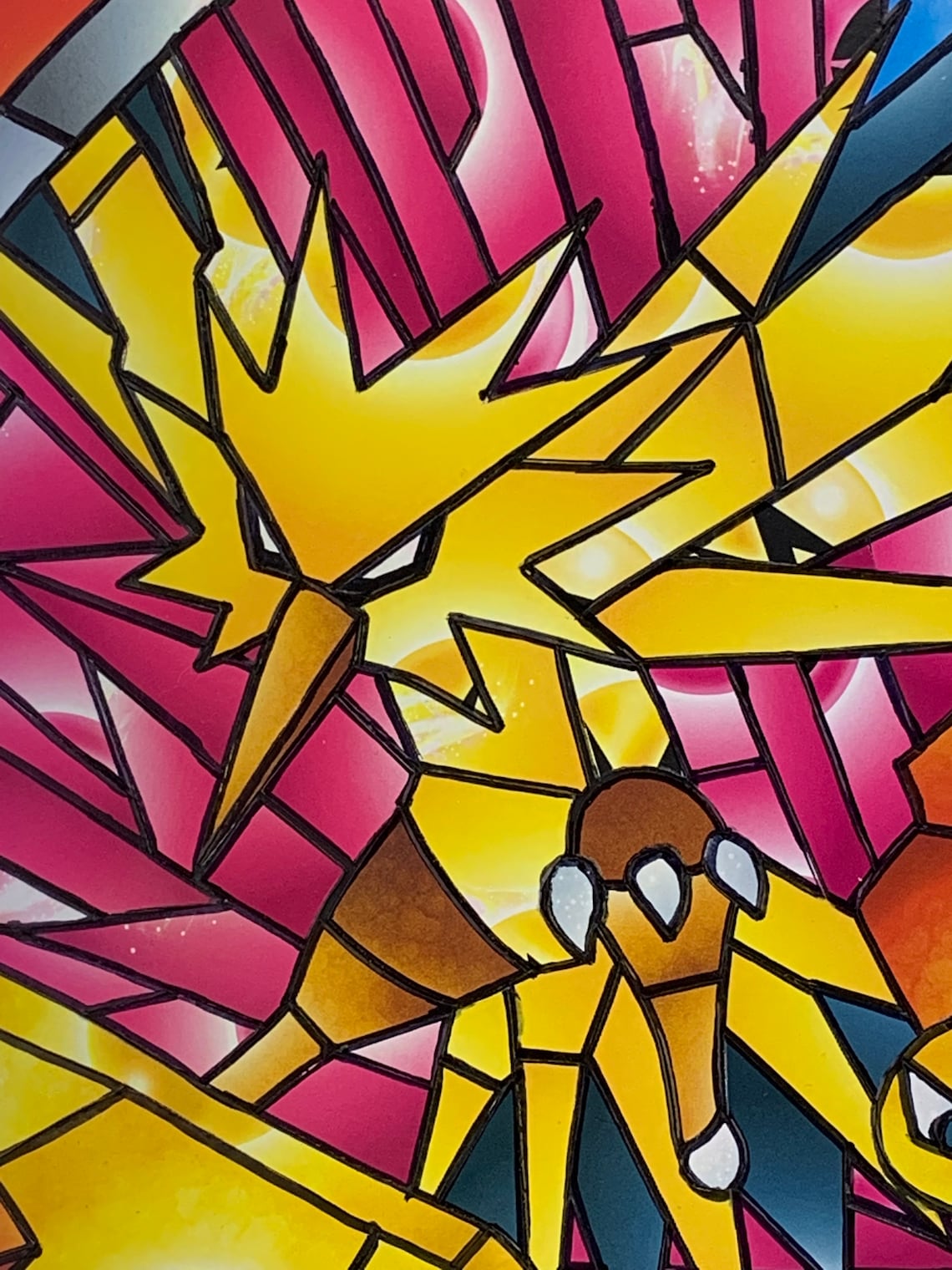 PKMN Legendary Birds Stained Glass Style Energy Card Art - Etsy
