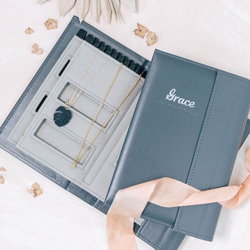 Personalised Necklace Jewellery Storage Book 7 Colours | Etsy