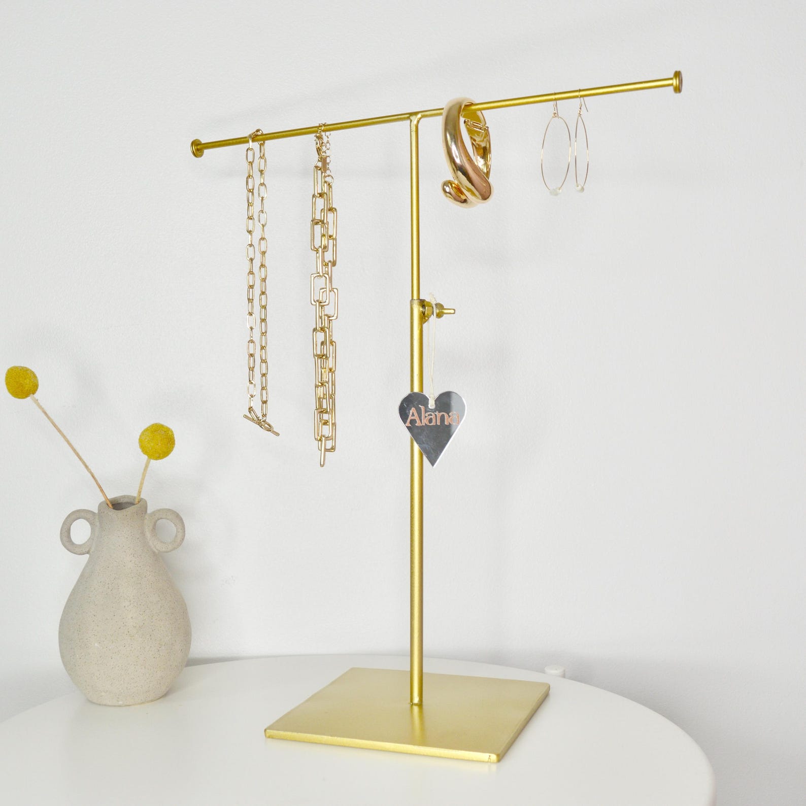 Personalised Adjustable Tall Jewellery Stand - White Gold or Silver - Etsy