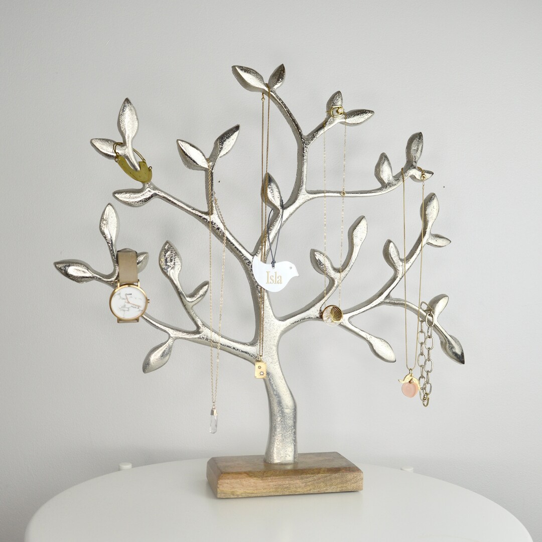 Personalised LARGE Silver Jewellery Tree and Earringstand - Etsy