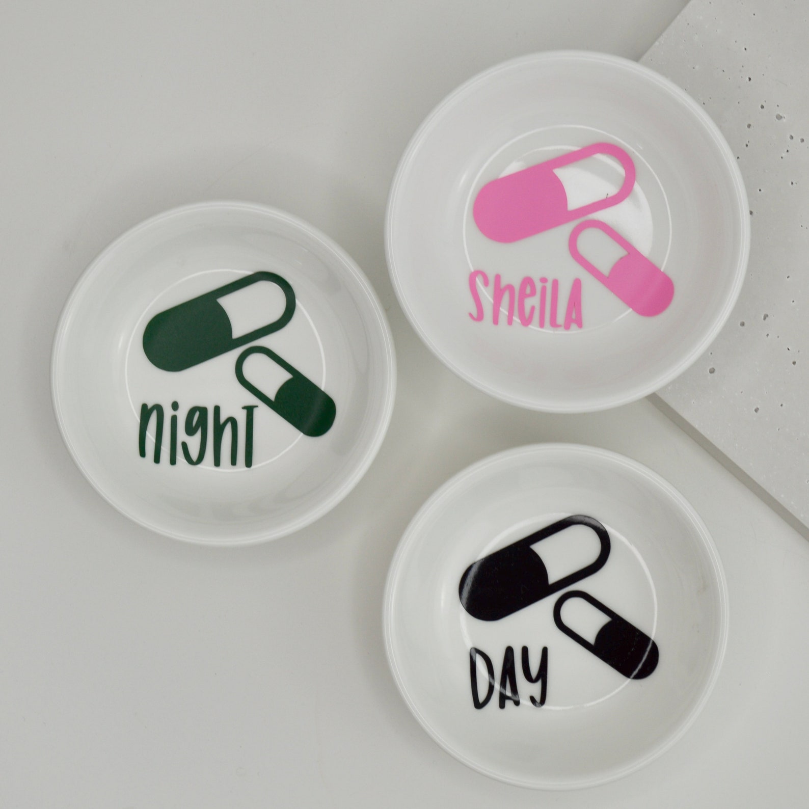 Pill and Tablet Dish - Personalised or AM / PM - Etsy
