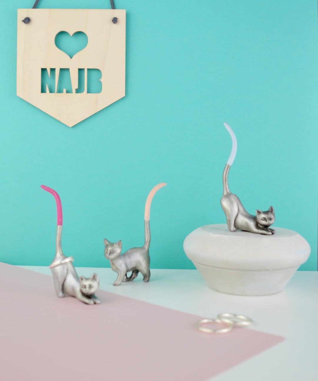 Pewter Cat Ring Stand Holder - Etsy