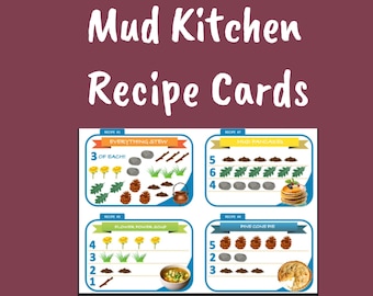 MUD KITCHEN CARDS, Mud Pie, Recipe Cards, Learning, Math, Numbers ...