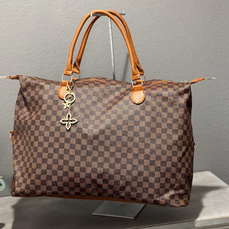 Leather Checkered Tote Bag - Etsy