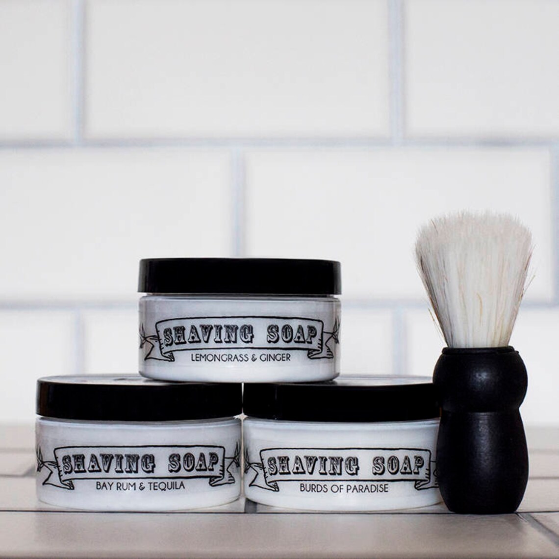 Mens Solid Shaving Soap Gift Set 3x100g Plus Shaving Brush | Etsy UK