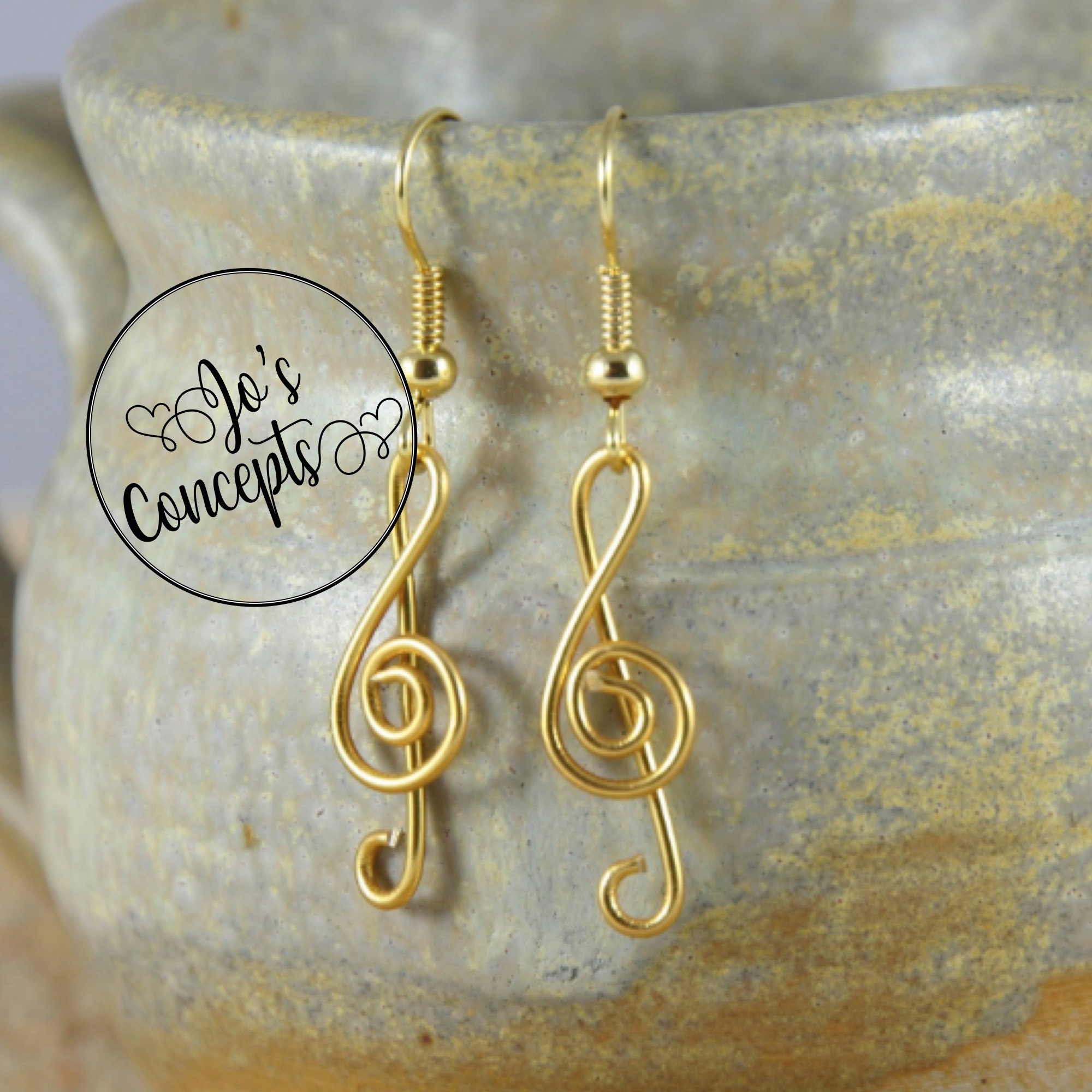 Treble Clef Aluminium Wire Wrapped Earrings - Etsy
