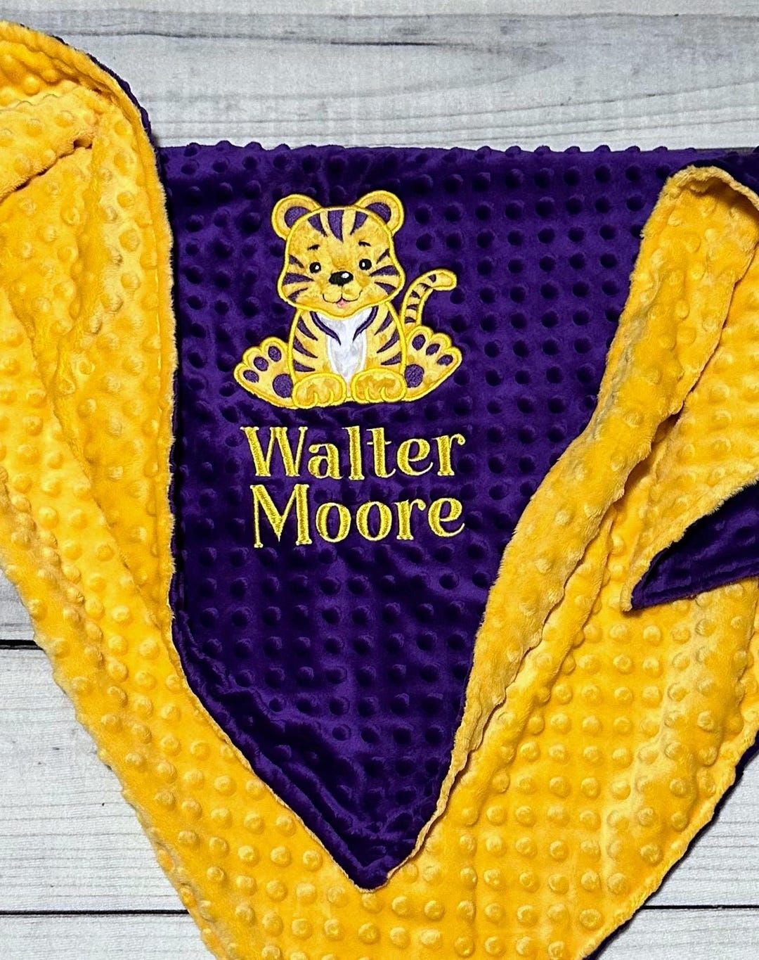 Personalized Tiger Baby Blanket: Embroidered Minky Blanket, LSU Colors ...
