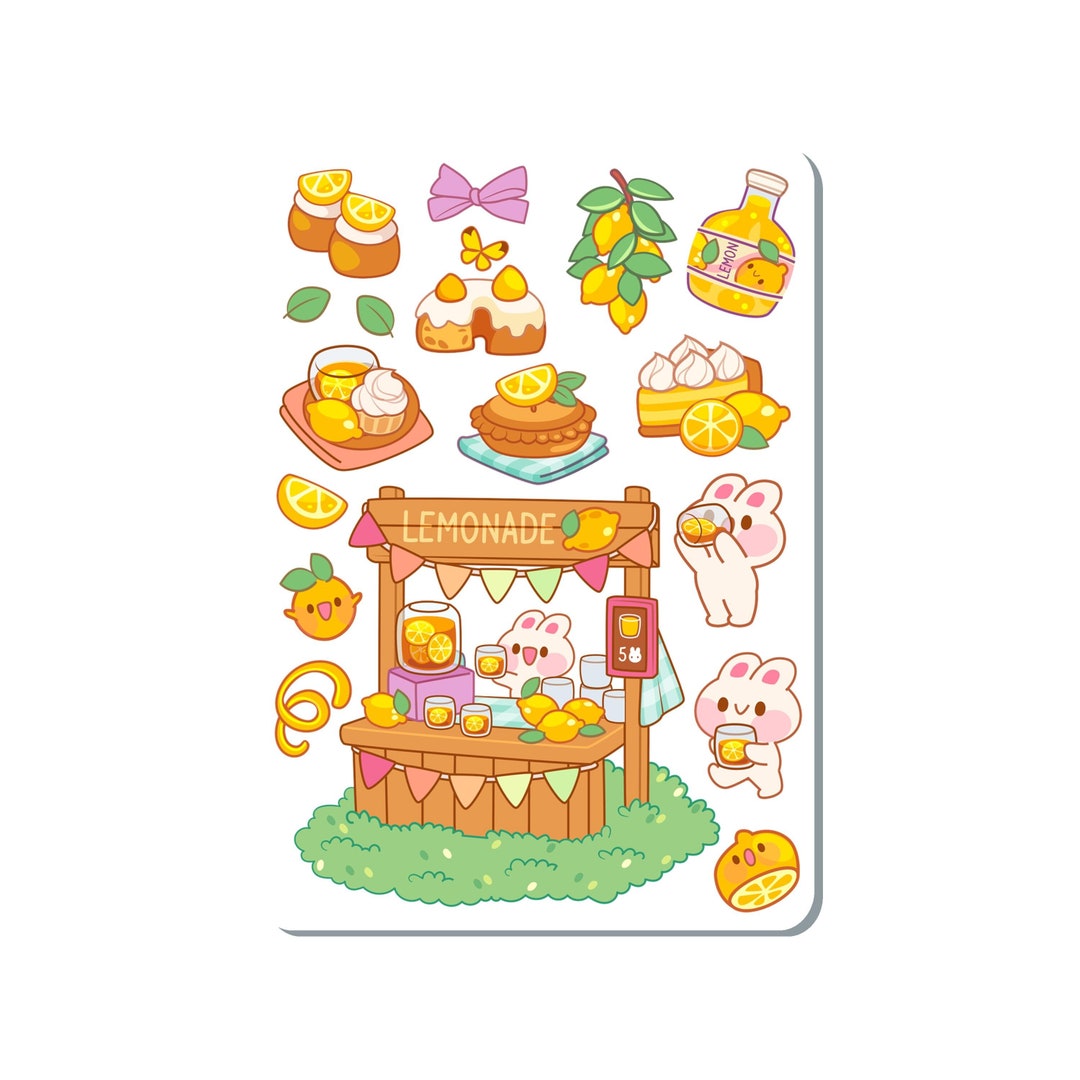 Bunny Lemonade Stand Vinyl Sticker Sheet Great for Planners, Journaling ...
