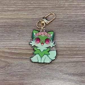 Sprigatito 2” Acrylic Keychains | Double Sided Glitter Epoxy - Etsy