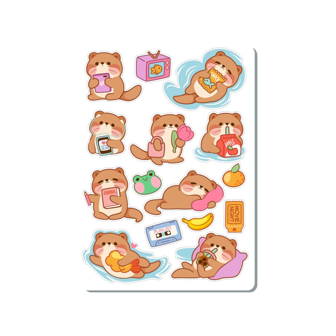 Otter Waterproof Sticker Sheet, Planner Scrapbook Decals • SS002 - Etsy