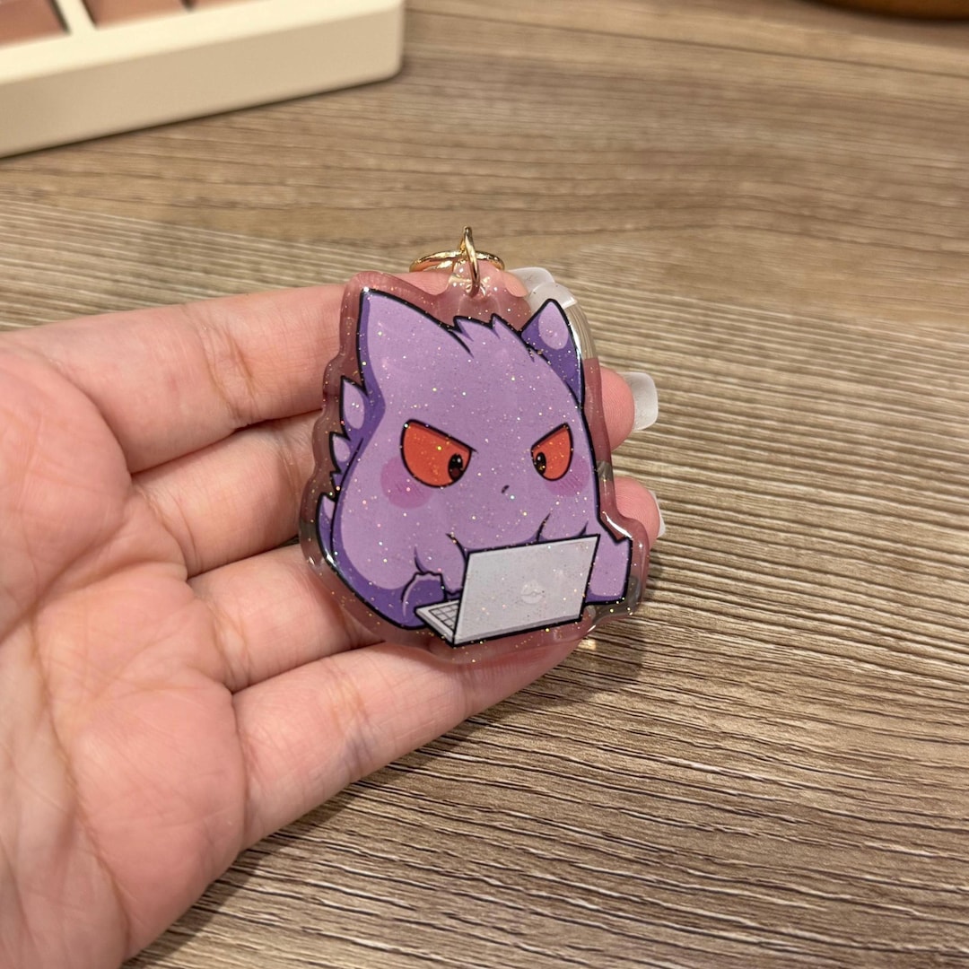 Work Gengar 2" Acrylic Keychain | Double Sided Glitter Epoxy - Etsy