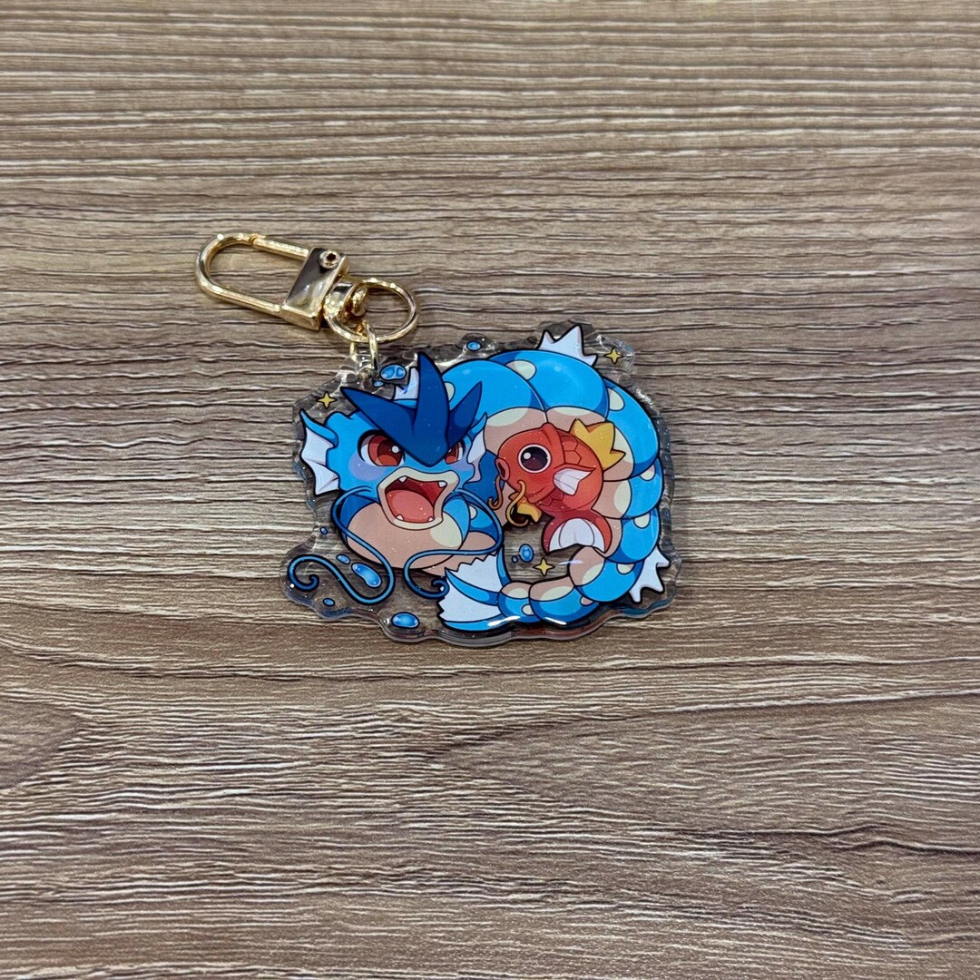 Gyarados Magikarp 2” Acrylic Keychain | Double Sided Glitter Epoxy - Etsy