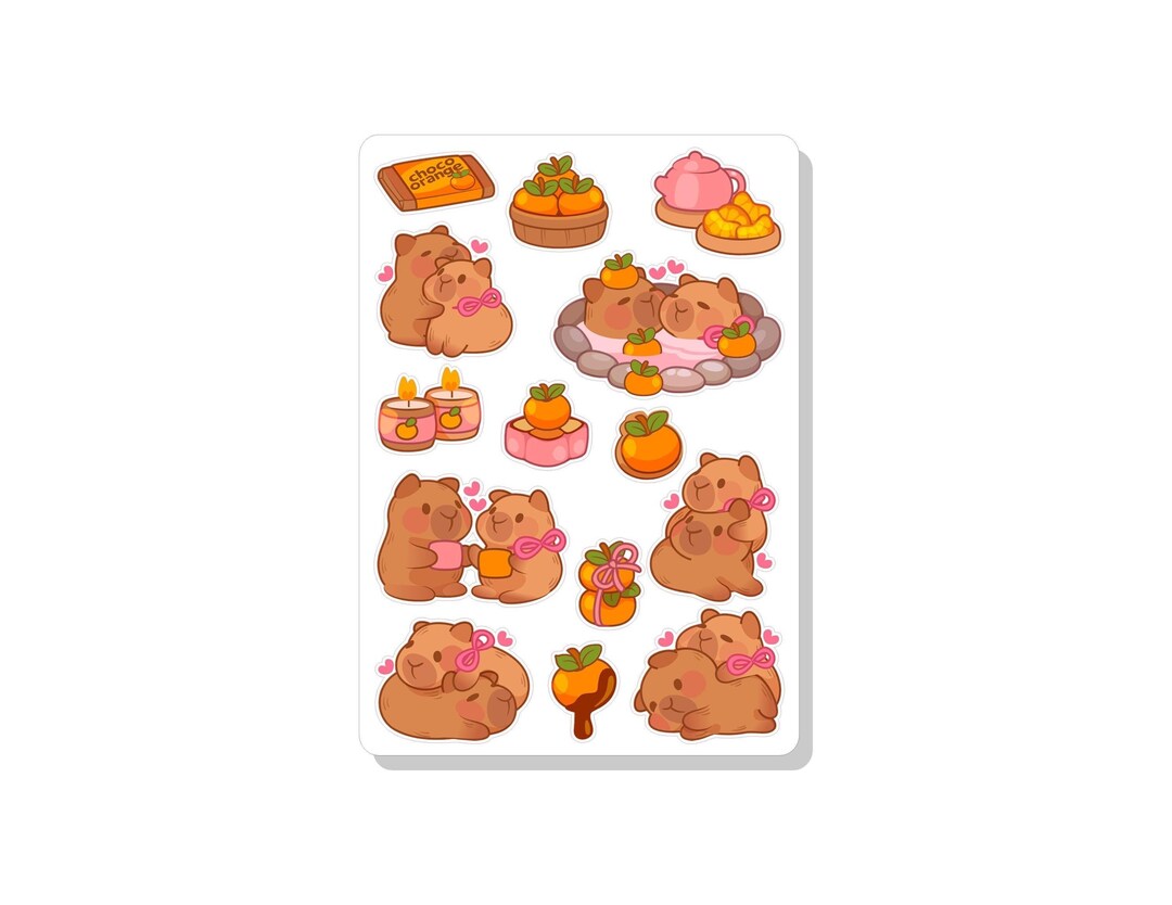 Capybara in Love Sticker Sheet: Waterproof Vinyl Decals for Planners ...
