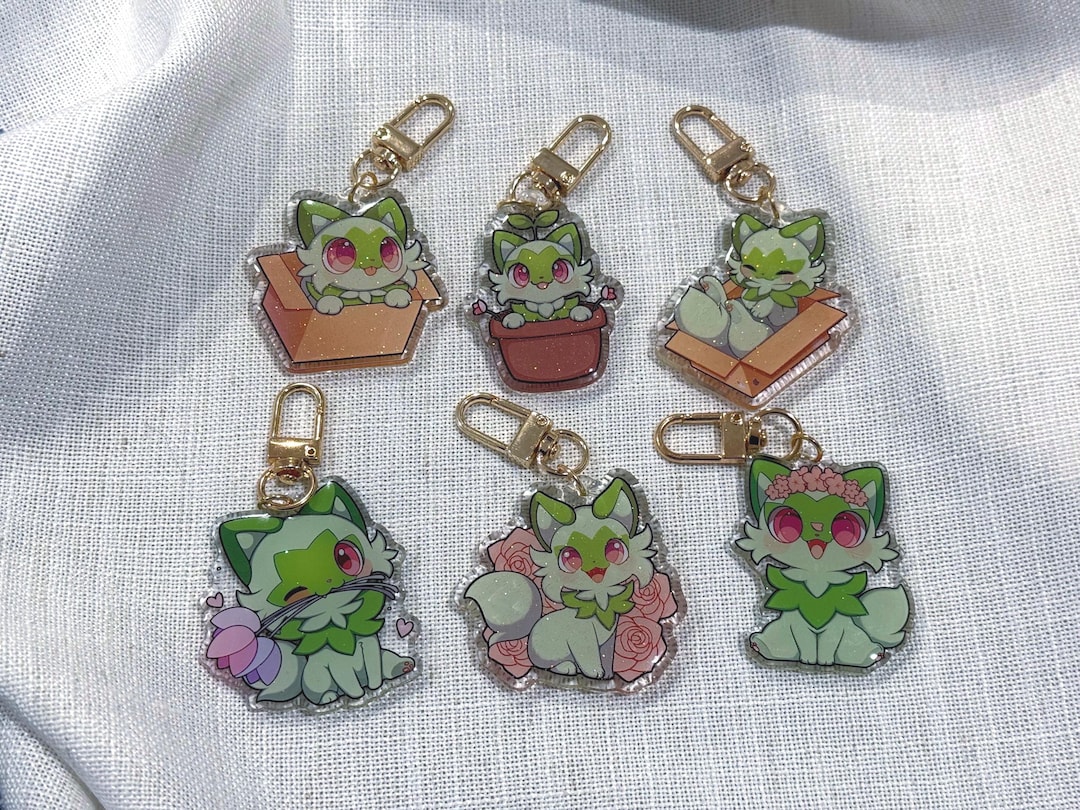 Sprigatito 2” Acrylic Keychains | Double Sided Glitter Epoxy - Etsy