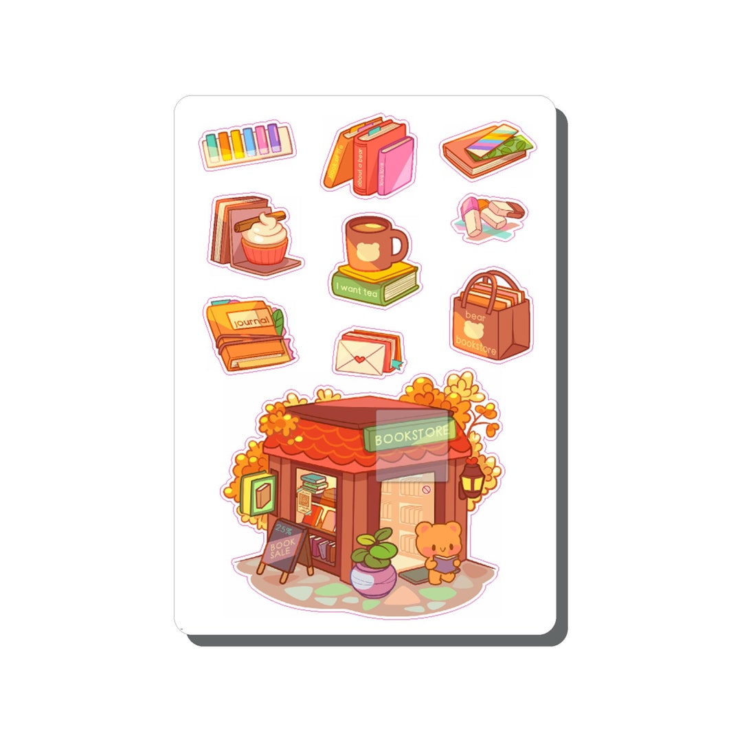 Bear Bookstore Vinyl Sticker Sheet: Planner, Journal, Laptop - Etsy