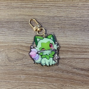 Sprigatito 2” Acrylic Keychains | Double Sided Glitter Epoxy - Etsy