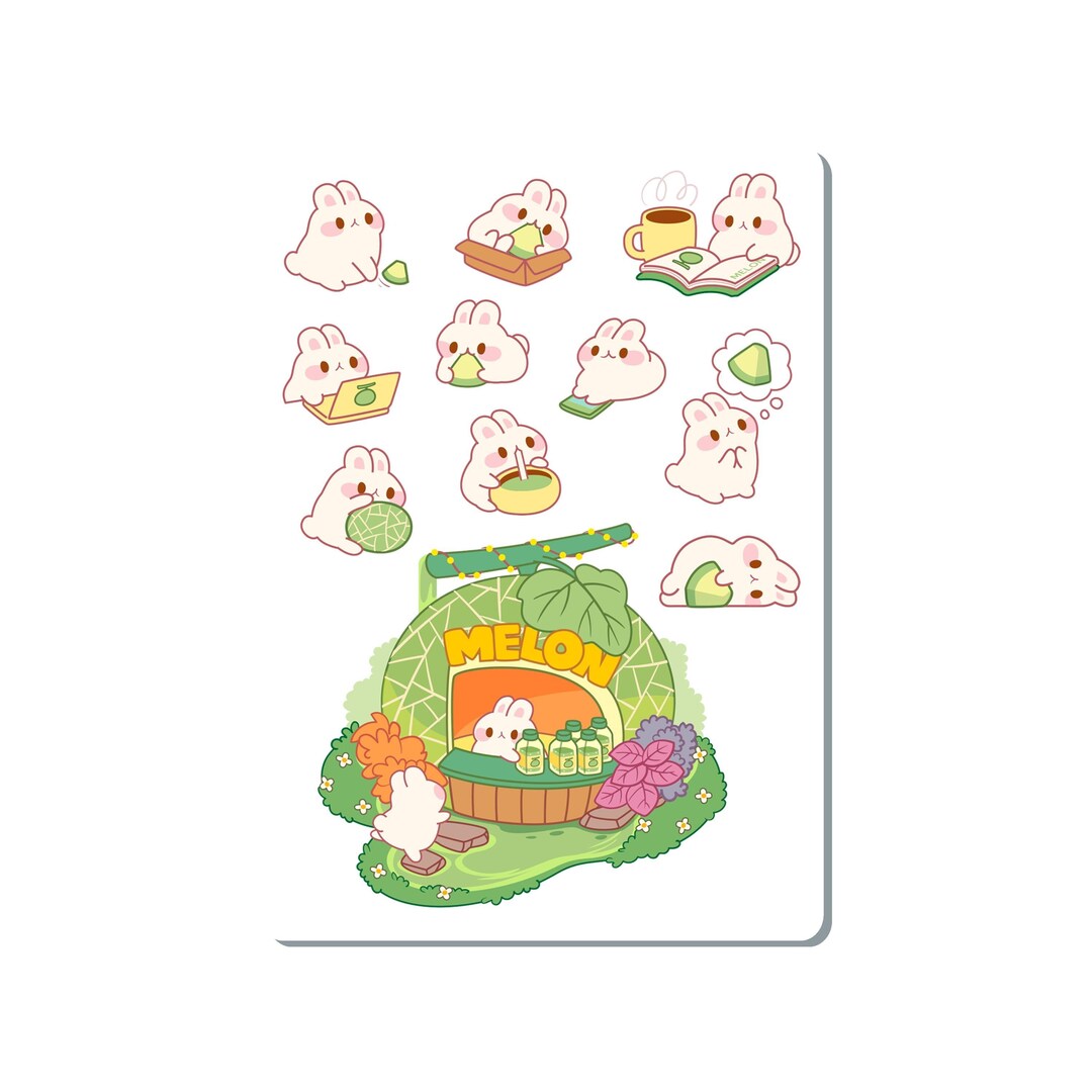 Melon Bunny Vinyl Sticker Sheet Great for Planners, Journaling ...