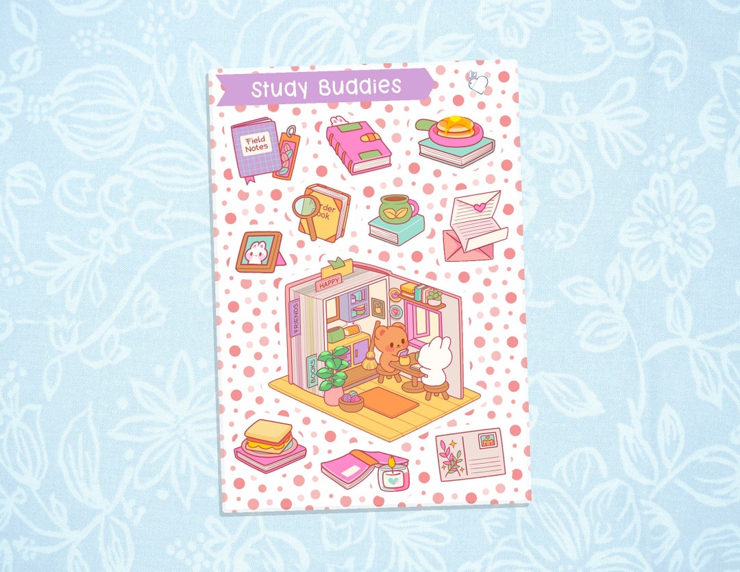 Bear Bunny Study Buddies | Cute Kawaii Deco Planner Journal Sticker ...