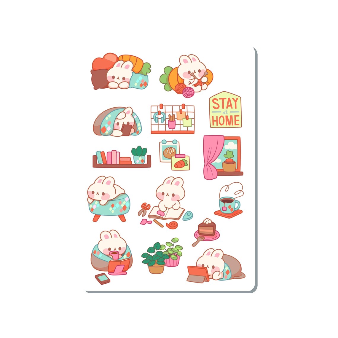 White Bunny Sticker Sheet, Planner Stickers, Journaling, Scrapbooking ...