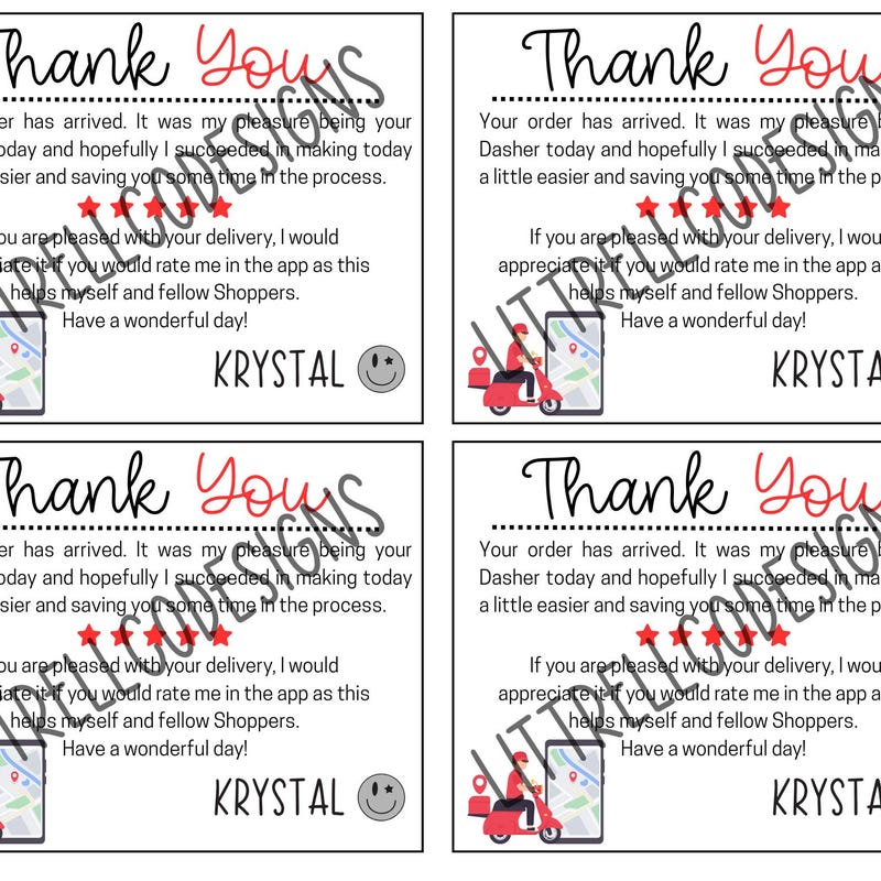 Printable Door Dash Card - Etsy