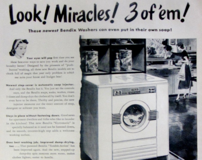 1948 Bendix Automatic Washers Vintage Advertisement Laundry Room Wall ...