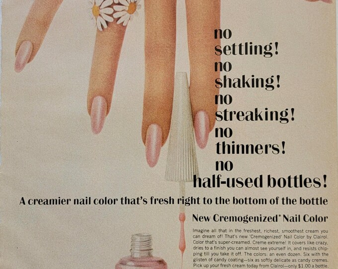 1967 Clairol Nail Polish Ad: Vintage Cosmetics Makeup Magazine Print ...