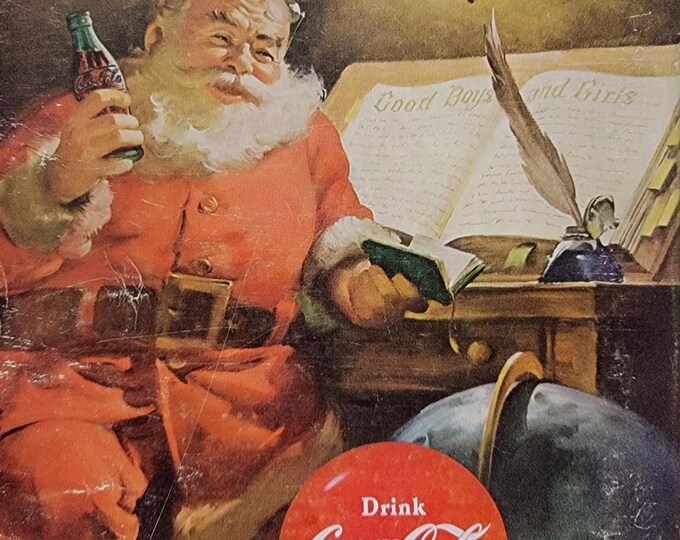 1951 Coca Cola Santa Claus Ad: Vintage Christmas Holiday Kitchen Decor ...