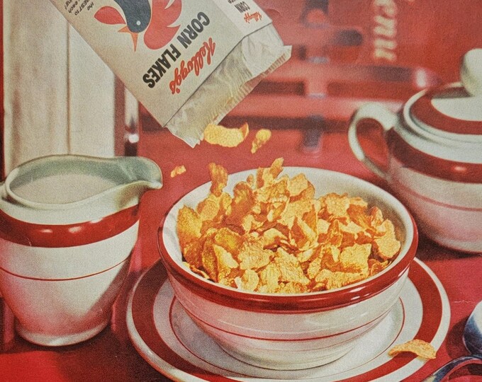 1959 Kellogg's Corn Flakes Cereal Vintage Advertisement Kitchen Wall ...