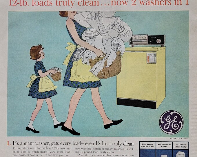 1962 General Electric GE Washing Machine Vintage Advertisement Laundry ...